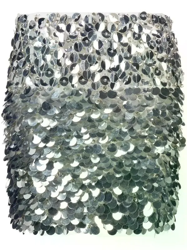 DES_PHEMMES High-waisted Sequin-embellished Skirt - Silver