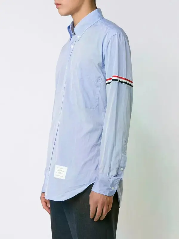 Thom Browne Striped-detail Long-sleeved Shirt - Blue