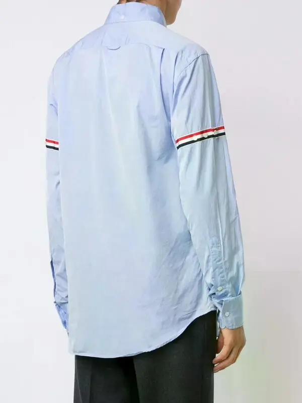 Thom Browne Striped-detail Long-sleeved Shirt - Blue