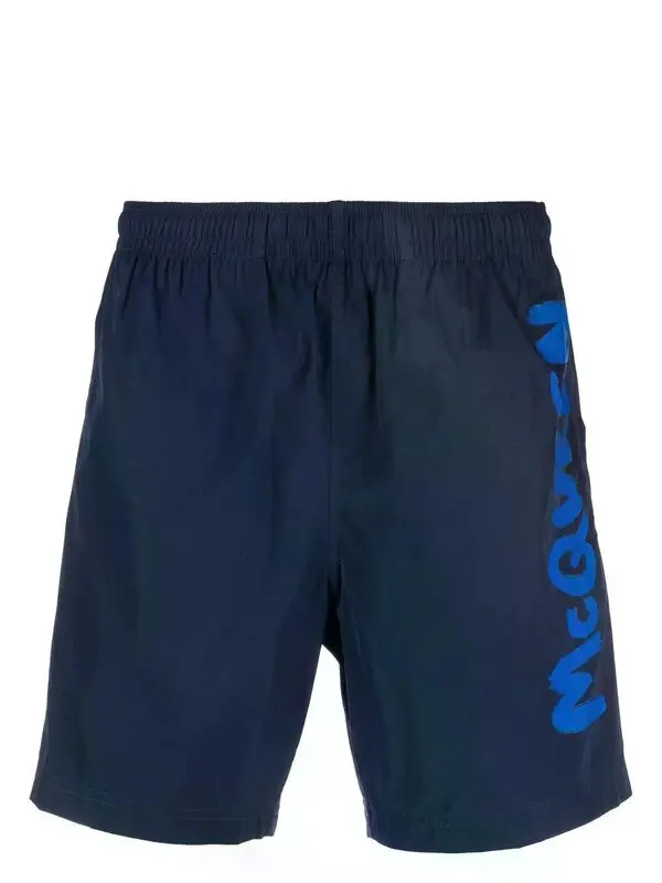 Alexander McQueen Logo-print Swim Shorts - Blue