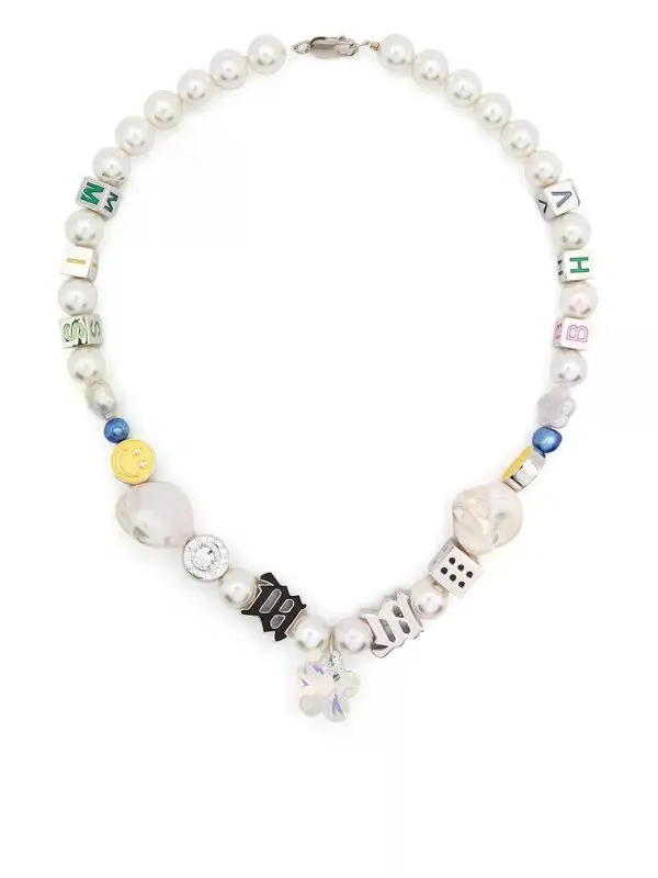 MISBHV Pearl Logo-charm Detail Necklace - White