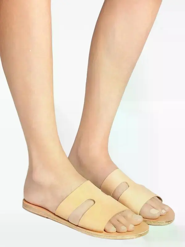 ANCIENT GREEK SANDALS Apteros Leather Slides - Brown