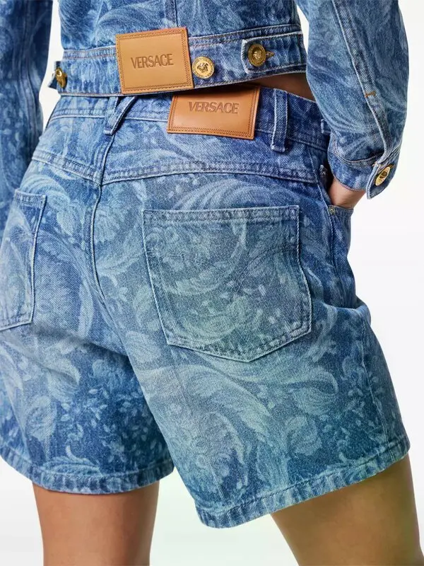 Versace Logo-patch Cotton Shorts