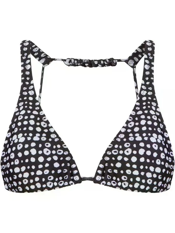 AMIR SLAMA Graphic-print Bikini Top - Black