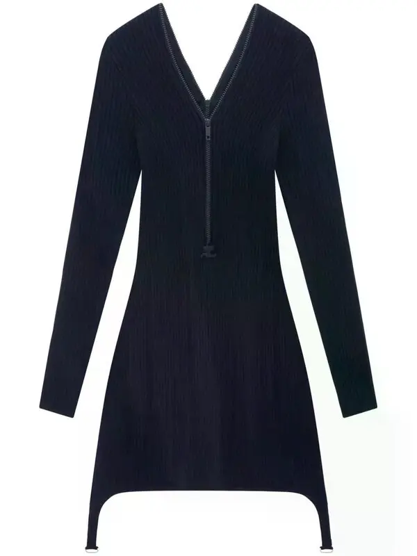 COURREGES Ribbed-knit Zip-up Dress