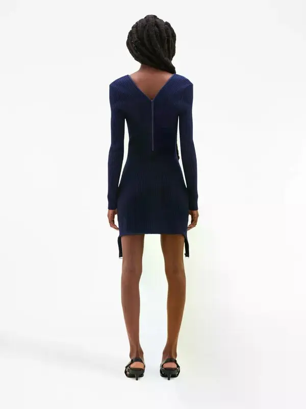 COURREGES Ribbed-knit Zip-up Dress