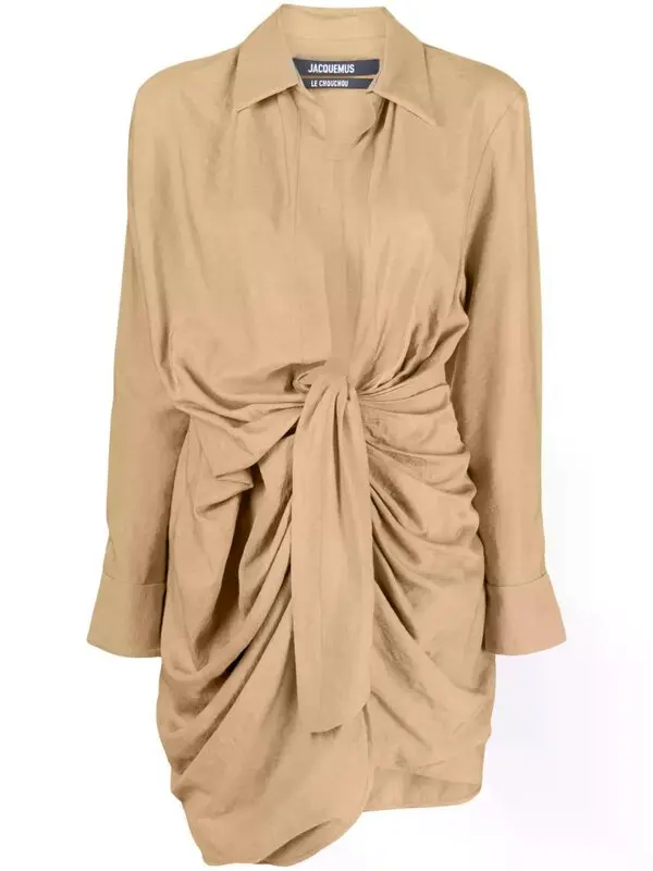 Jacquemus La Robe Bahia Draped Minidress - Neutrals