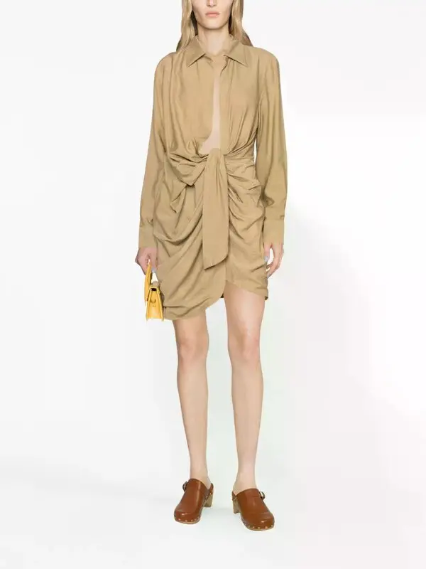 Jacquemus La Robe Bahia Draped Minidress - Neutrals