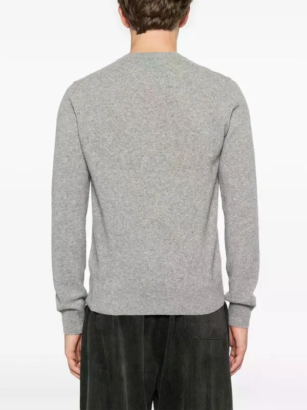 Play Comme Des Garcon V-neck Pullover With Signature Heart Patch - Grey