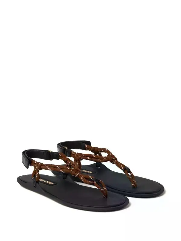 Miu Miu Cord-strap Leather Sandals - Brown