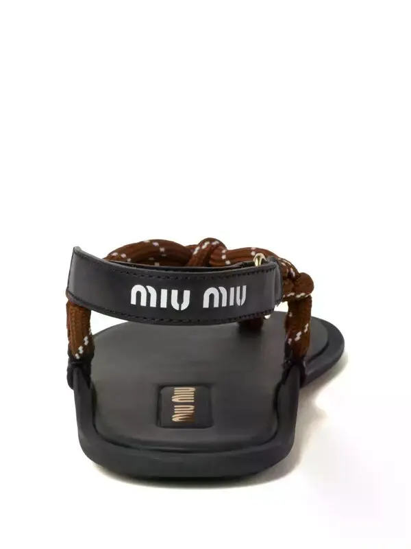 Miu Miu Cord-strap Leather Sandals - Brown