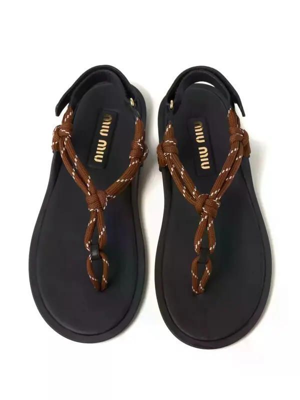 Miu Miu Cord-strap Leather Sandals - Brown