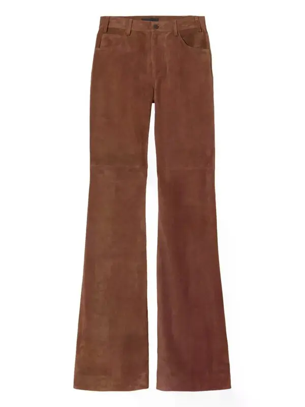 NILI LOTAN Roe Flared Suede Trousers - Brown