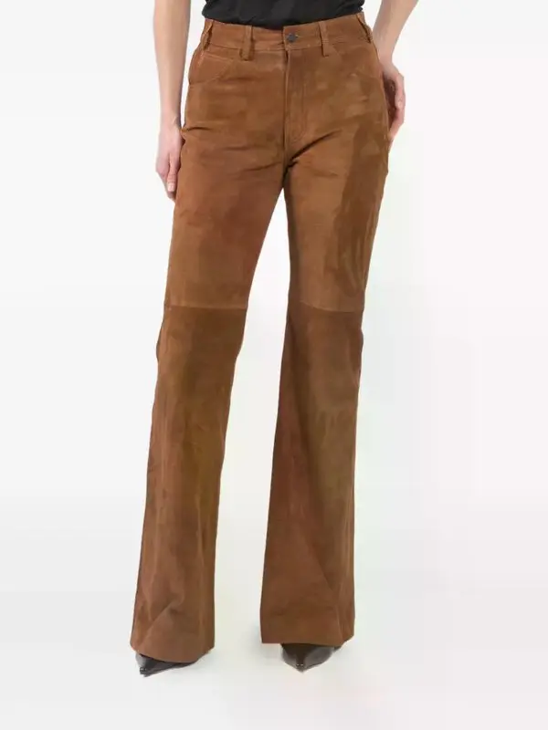 NILI LOTAN Roe Flared Suede Trousers - Brown