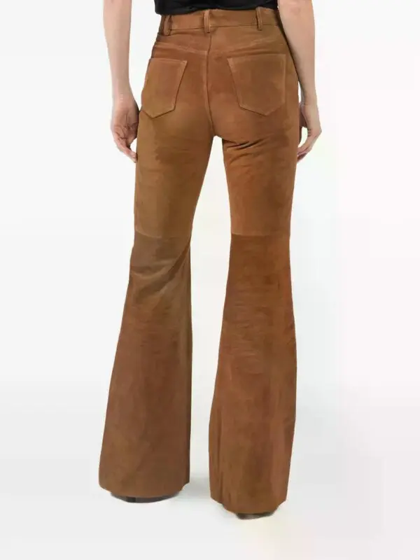 NILI LOTAN Roe Flared Suede Trousers - Brown