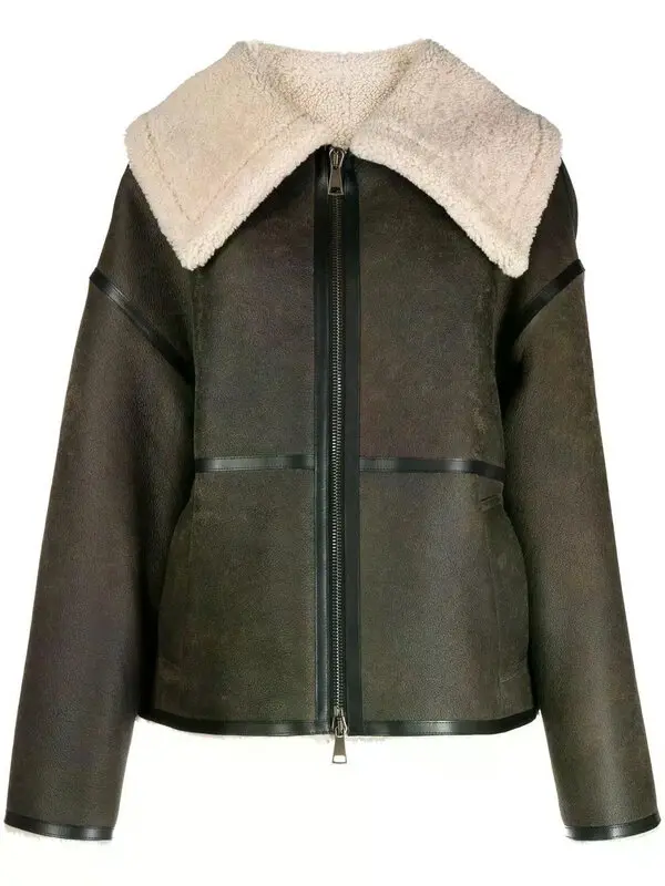 Goen.j Shearling-lined Aviator Leather Jacket