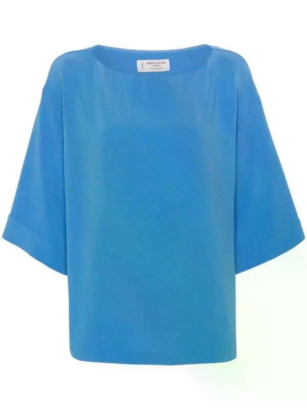 Alberto Biani Boat-neck Cady Blouse - Blue