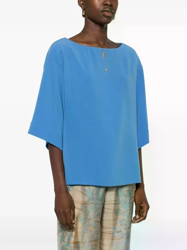 Alberto Biani Boat-neck Cady Blouse - Blue
