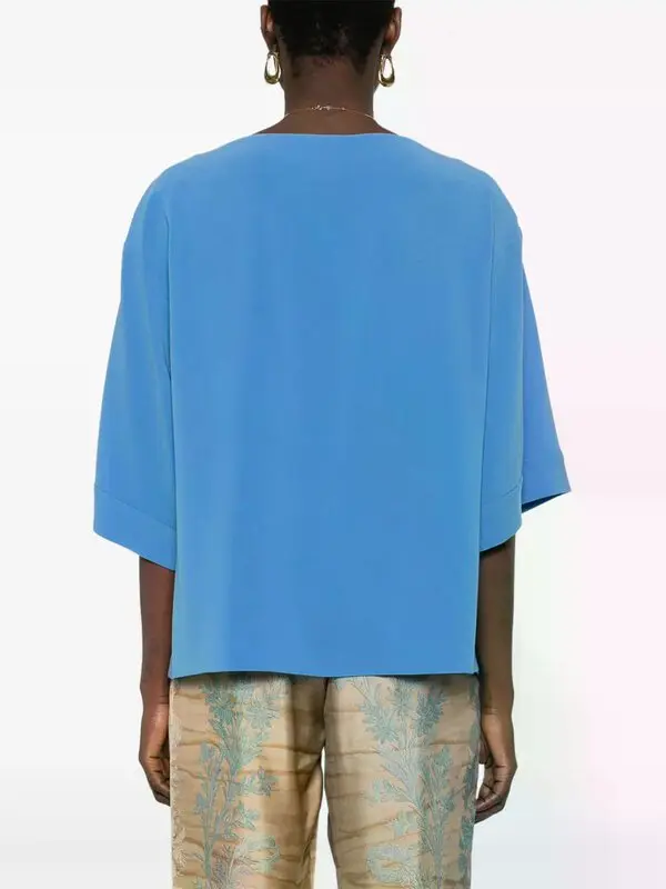Alberto Biani Boat-neck Cady Blouse - Blue