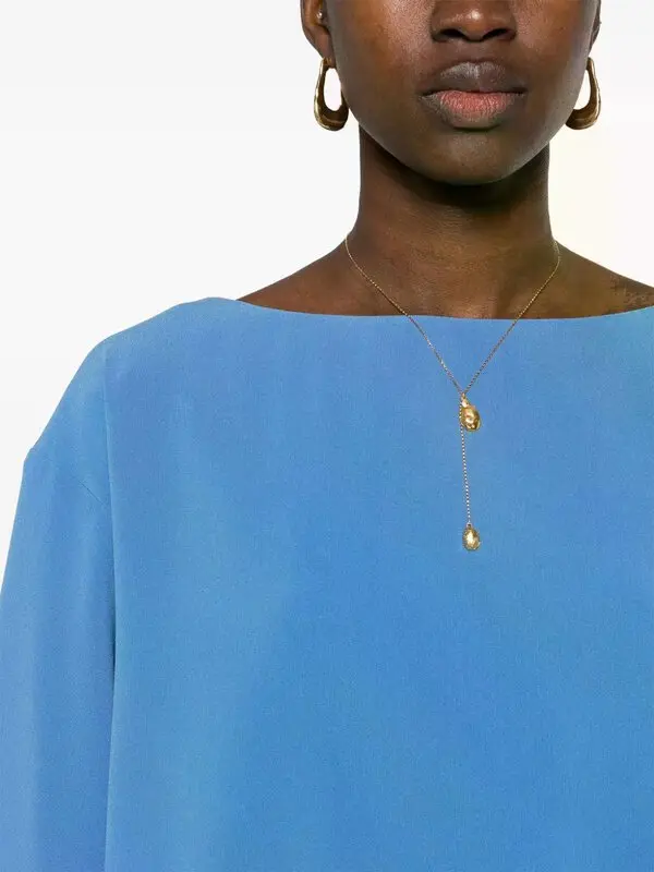 Alberto Biani Boat-neck Cady Blouse - Blue