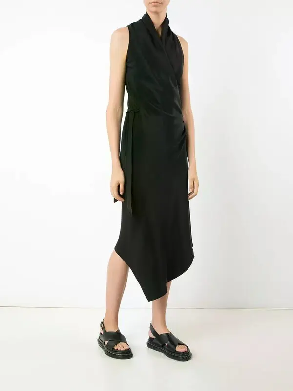 PETER COHEN Victor Wrap-style Silk Dress - Black
