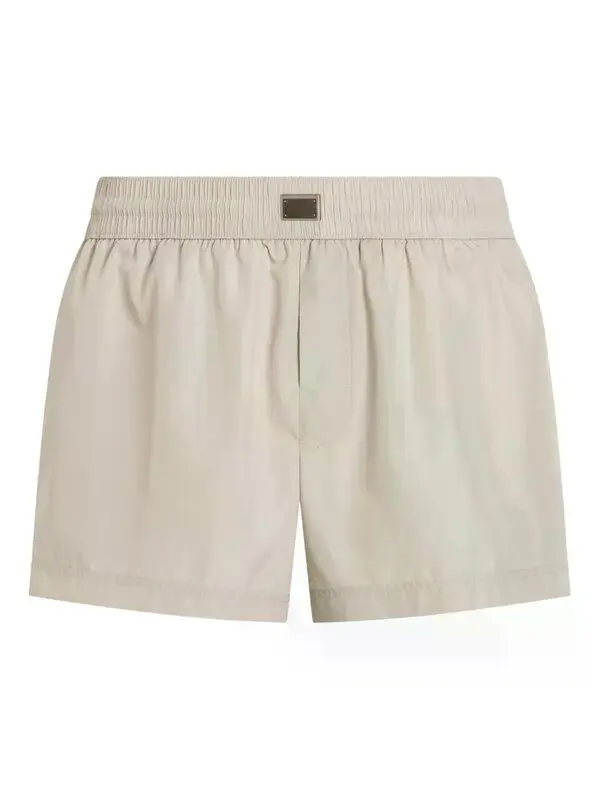 Dolce & Gabbana Logo Plaque Swim Shorts - Neutrals