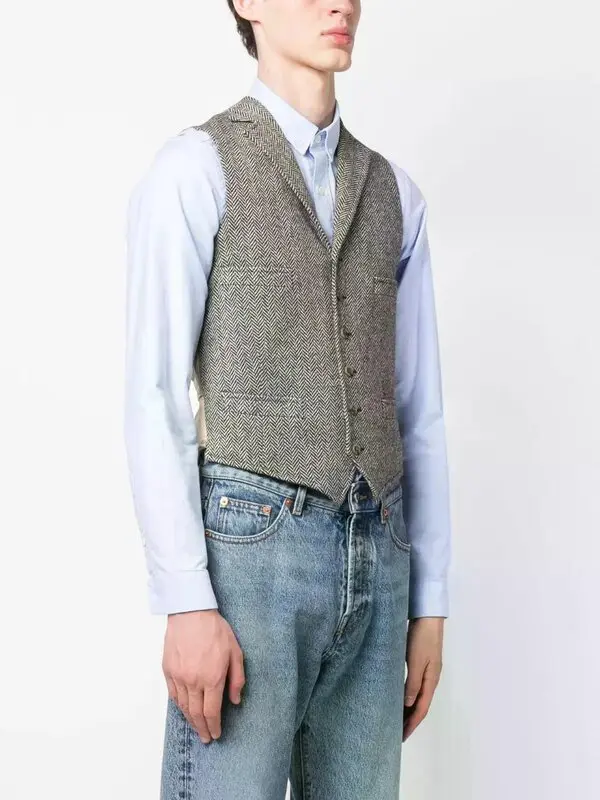 Polo Ralph Lauren Herringbone V-neck Waistcoat - Black