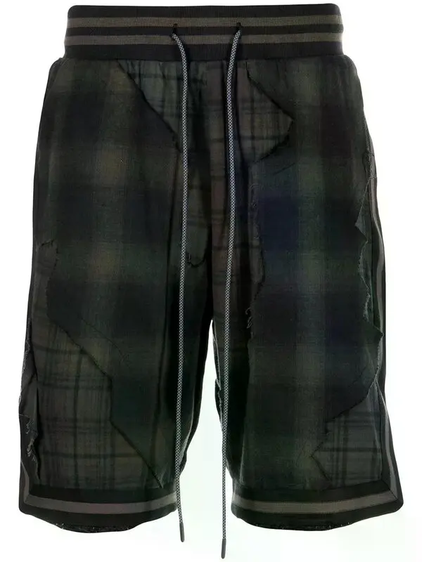MOSTLY HEARD RARELY SEEN Plaid Patchwork Drawstring Basketball Shorts