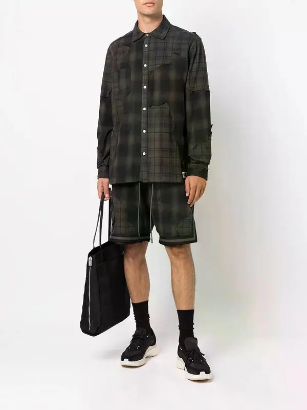 MOSTLY HEARD RARELY SEEN Plaid Patchwork Drawstring Basketball Shorts
