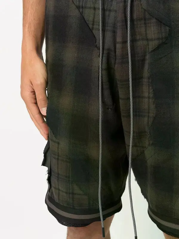 MOSTLY HEARD RARELY SEEN Plaid Patchwork Drawstring Basketball Shorts