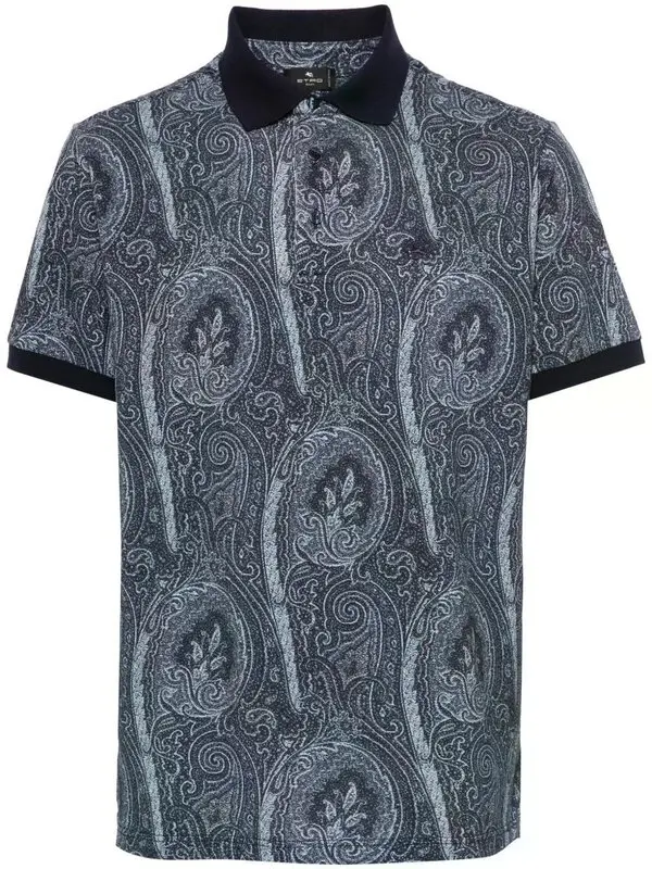 Etro Paisley-print Polo Shirt - Blue