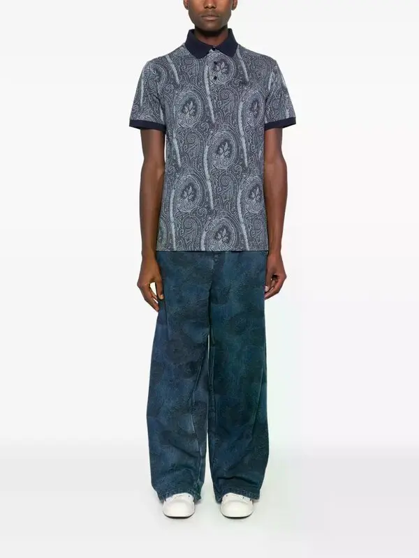 Etro Paisley-print Polo Shirt - Blue
