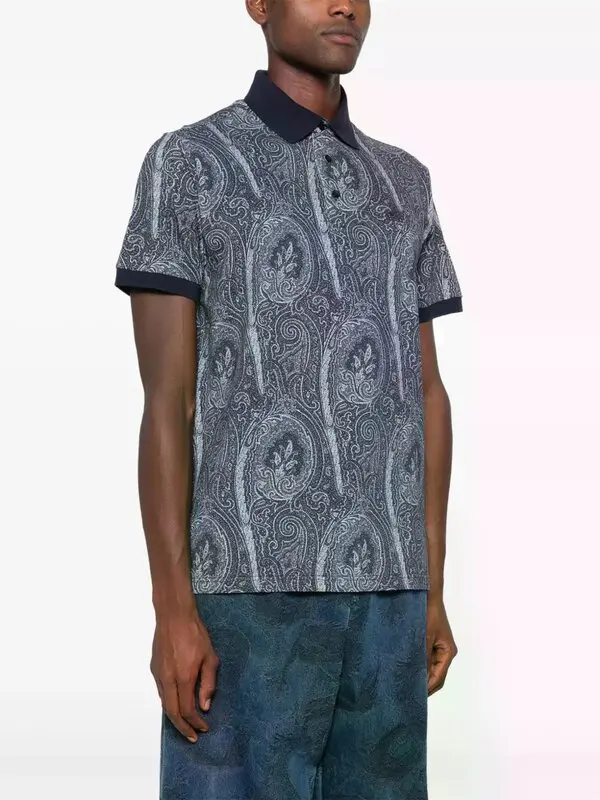 Etro Paisley-print Polo Shirt - Blue
