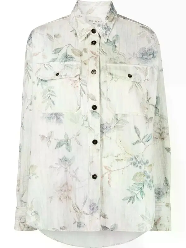 FORTE_FORTE Floral-print Cotton Shirt
