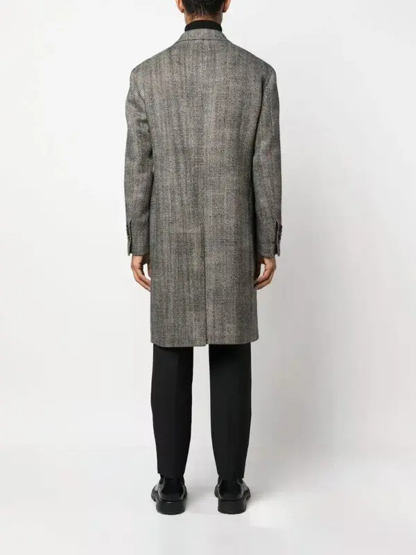 Tagliatore Double-breasted Herringbone Virgin Wool-blend Coat