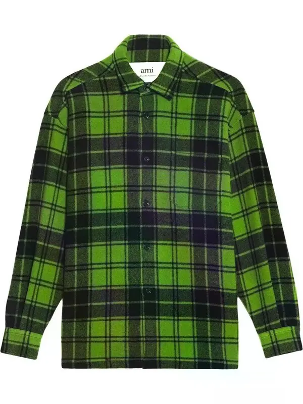 AMI Paris Logo-print Plaid Shirt