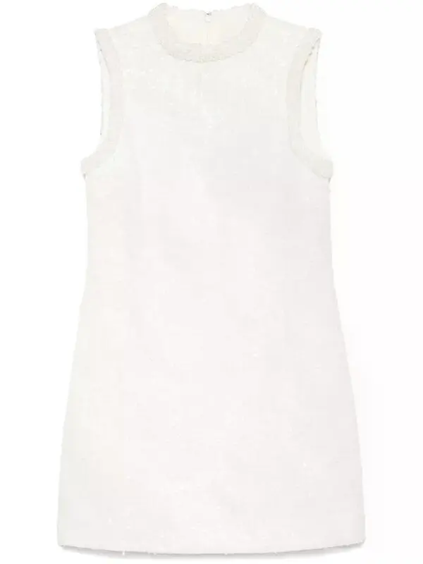 SELF-PORTRAIT Sequin-embellished Bouclé Dress - Neutrals