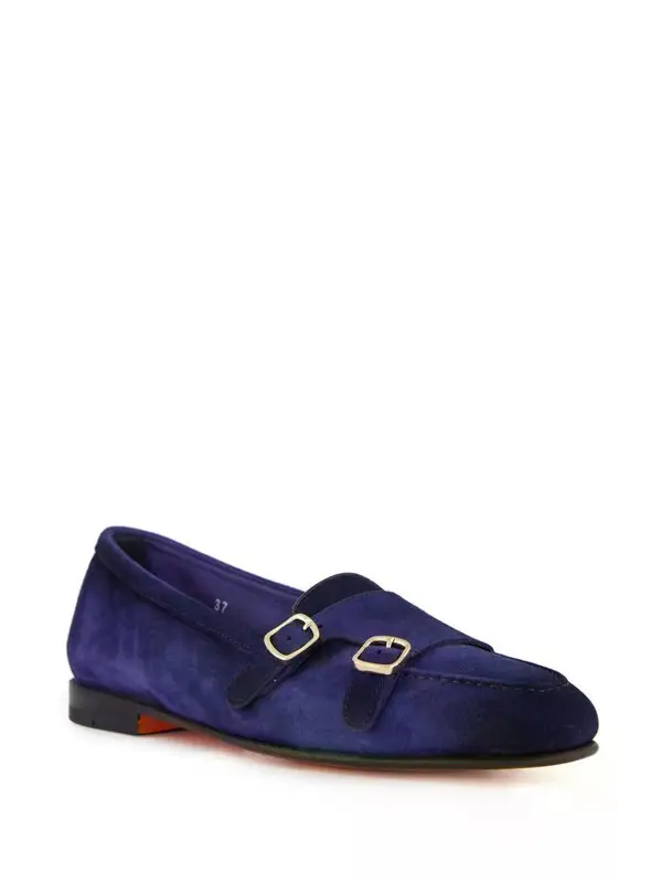 Santoni Double-buckled Leather Moccasins