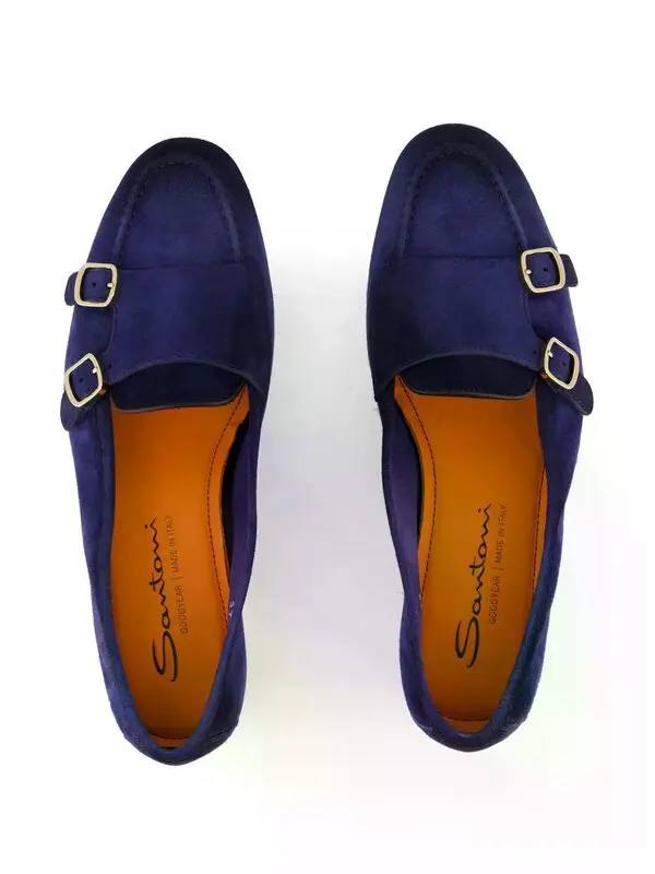 Santoni Double-buckled Leather Moccasins