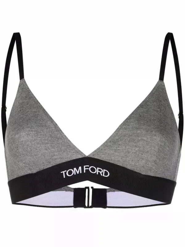 TOM FORD Logo-underband Cashmere Triangle Bra - Grey