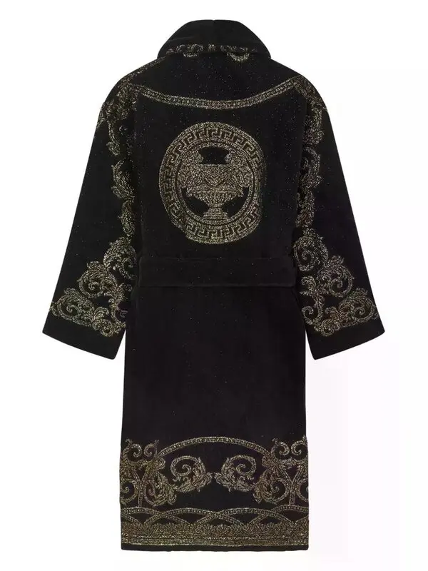 Versace Barocco-embroidered Belted Bath Robe