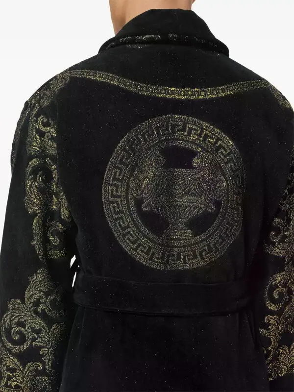 Versace Barocco-embroidered Belted Bath Robe