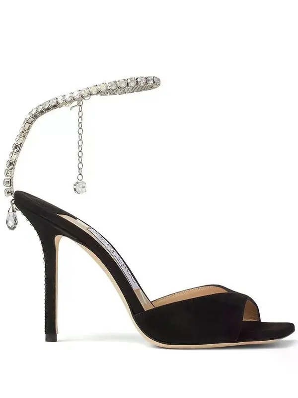 JIMMY CHOO Saeda 100 Crystal-embellished Strap Sandals