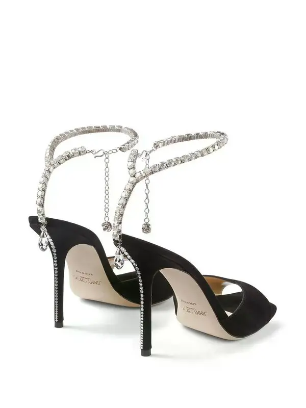 JIMMY CHOO Saeda 100 Crystal-embellished Strap Sandals