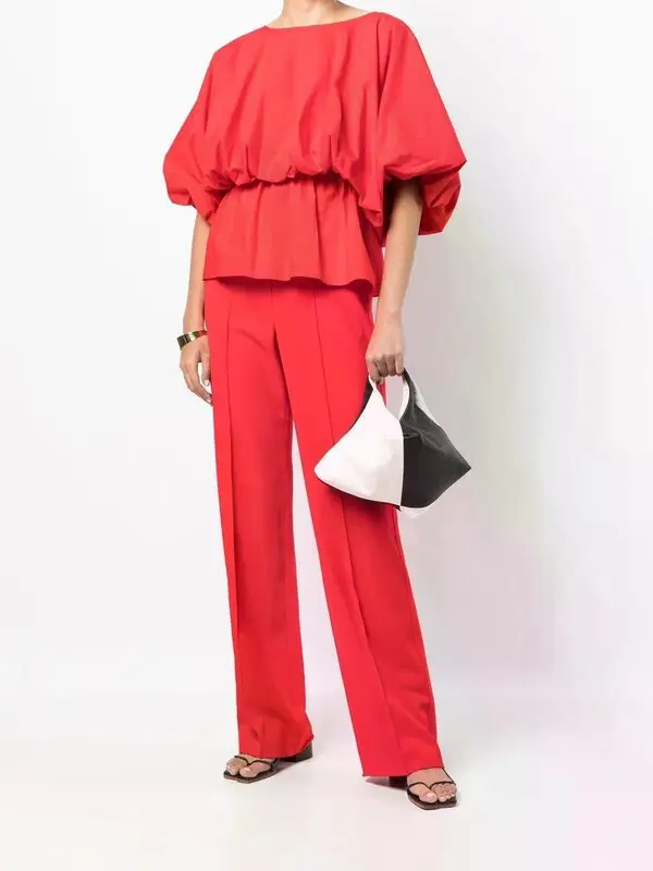 Goen.j Puff-sleeved Flared Blouse - Red