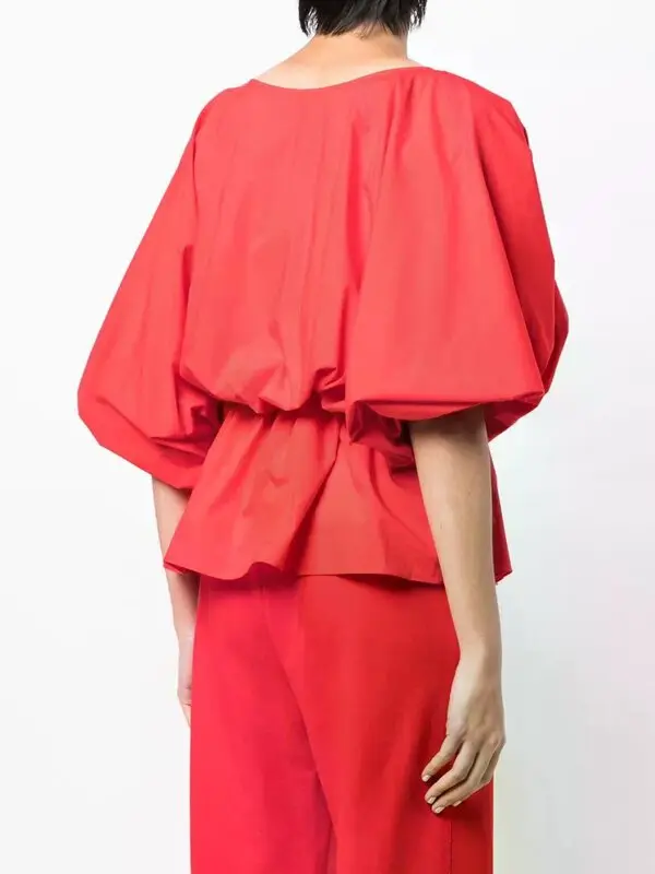 Goen.j Puff-sleeved Flared Blouse - Red