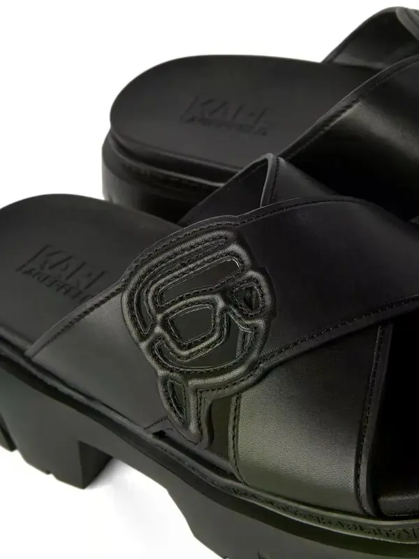 Karl Lagerfeld Ikon Nft Kross Strap Leather Mules