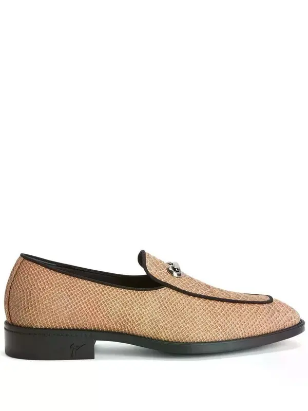 GIUSEPPE ZANOTTI Archibald Snakeskin-effect Leather Loafers - Brown