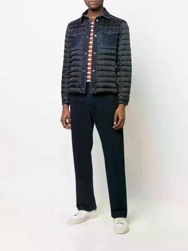 MOORER Padded Jacket With Denim Details - Blue