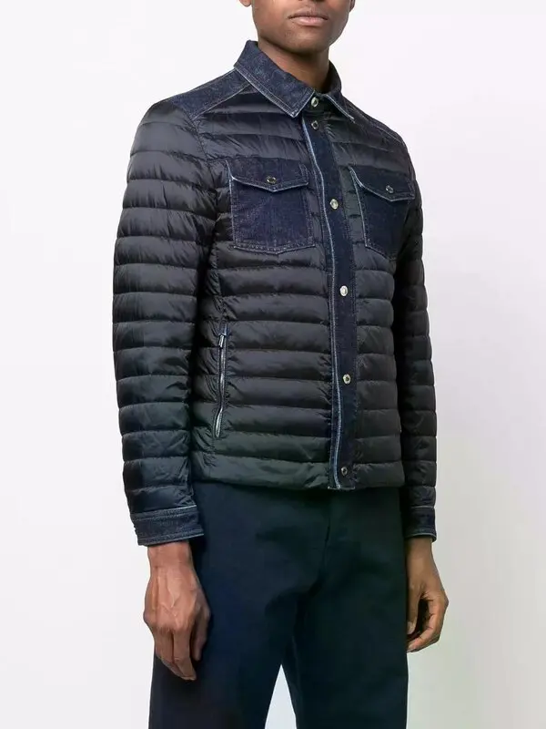 MOORER Padded Jacket With Denim Details - Blue